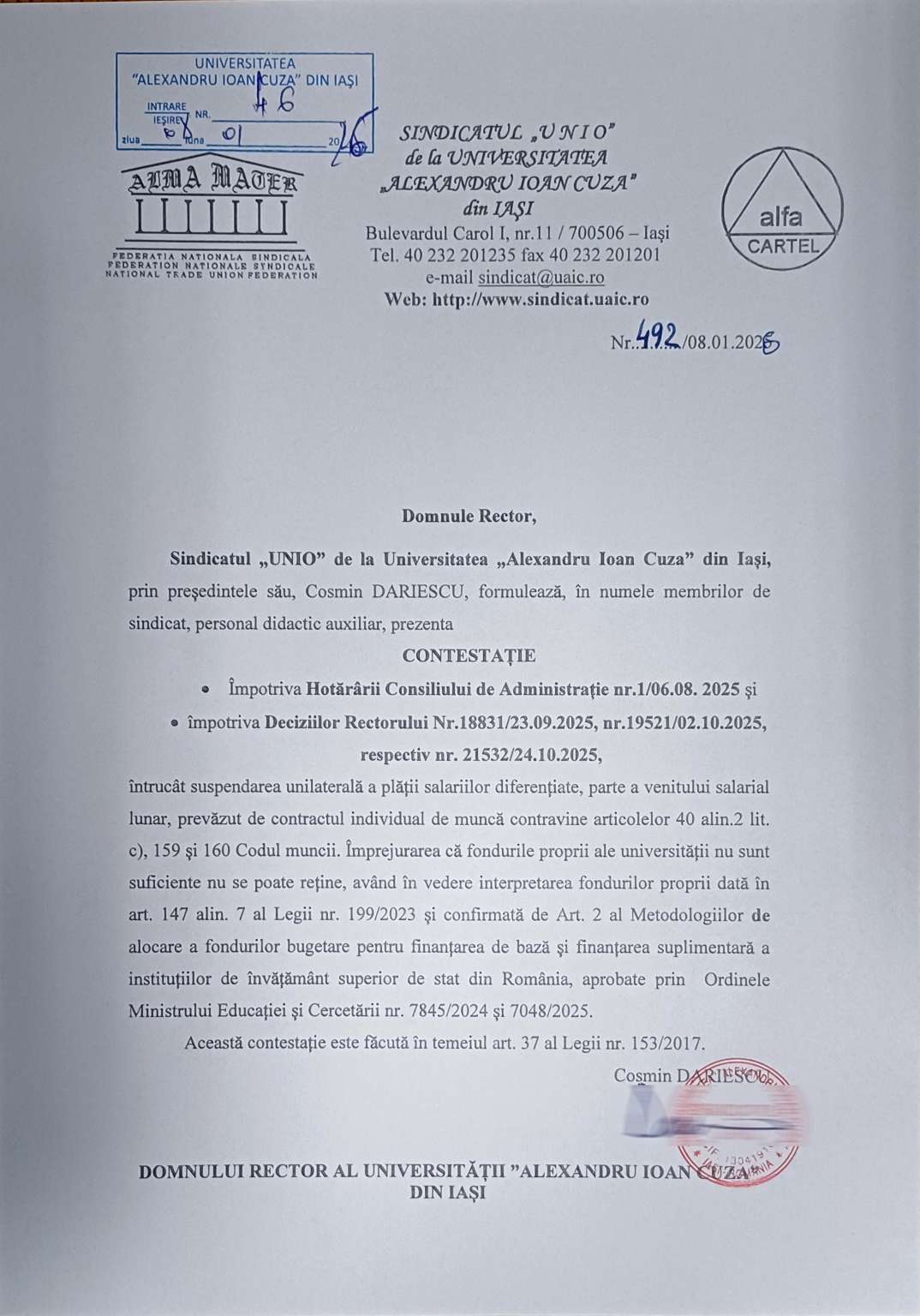 Sindicatul contestă suspendarea plății salariului diferențiat ...